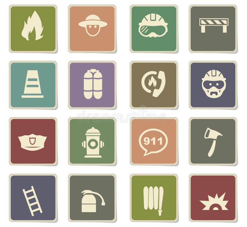 Fire-brigade icon set stock illustration. Illustration of burning ...