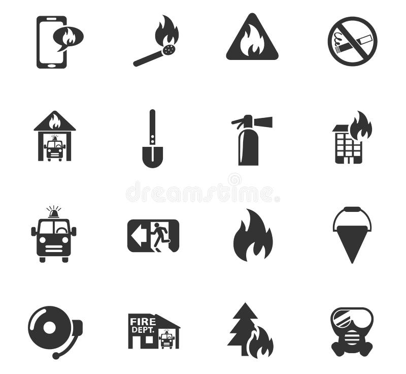 Fire brigade icon set stock vector. Illustration of product - 88219725