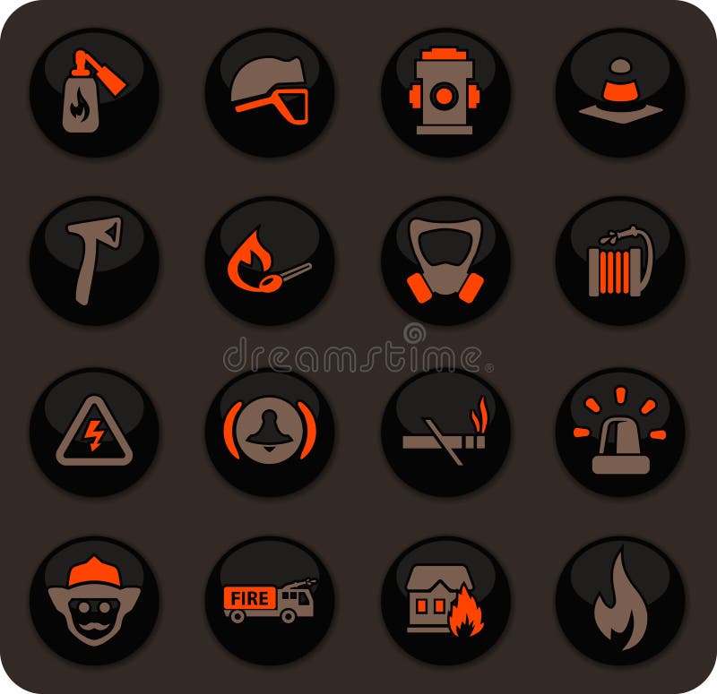 Fire Brigade Fireman Equipment Icons Stock Illustrations – 206 Fire ...