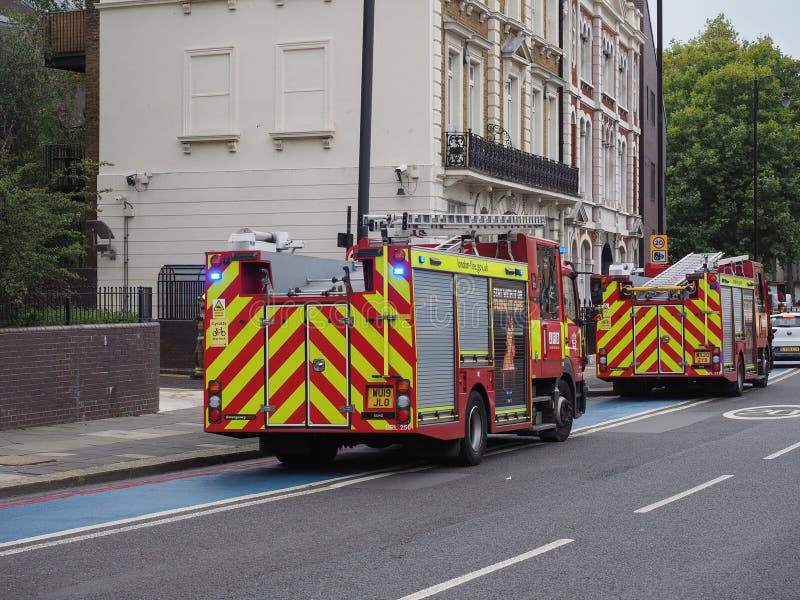 Fire Brigade Lorry in London Editorial Stock Image - Image of truck ...