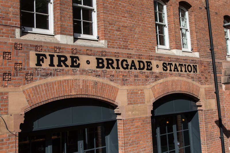Fire Brigade Station in London: Sign on Wall Stock Photo - Image of ...