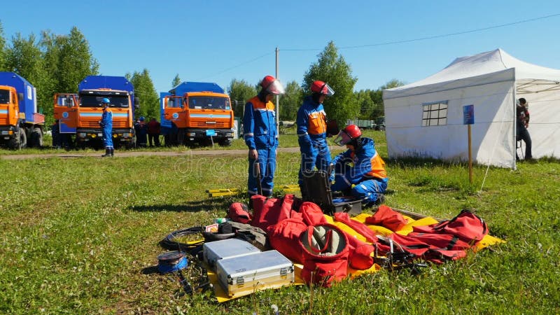 Fire Brigade Students Prepare for Training Looking at Equipment Stock ...