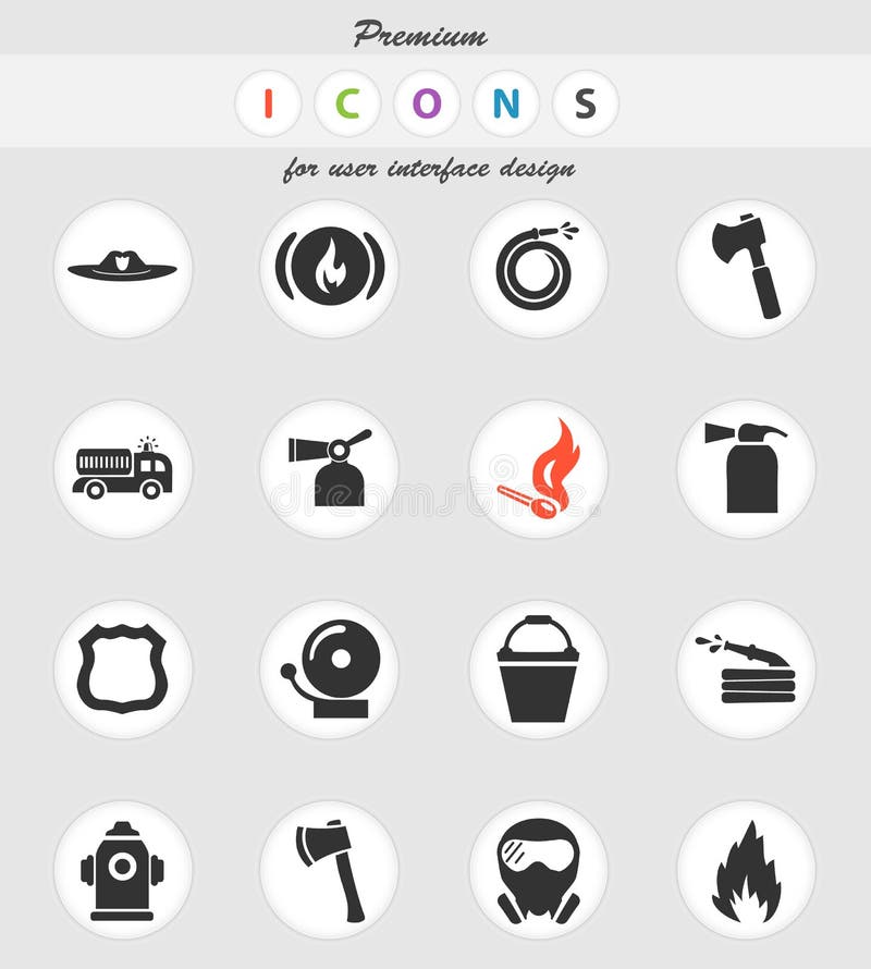 Fire brigade icon set stock vector. Illustration of mask - 122793155