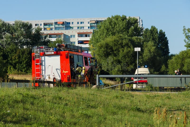 Fire brigade at work. editorial stock image. Image of rescuer - 81694969