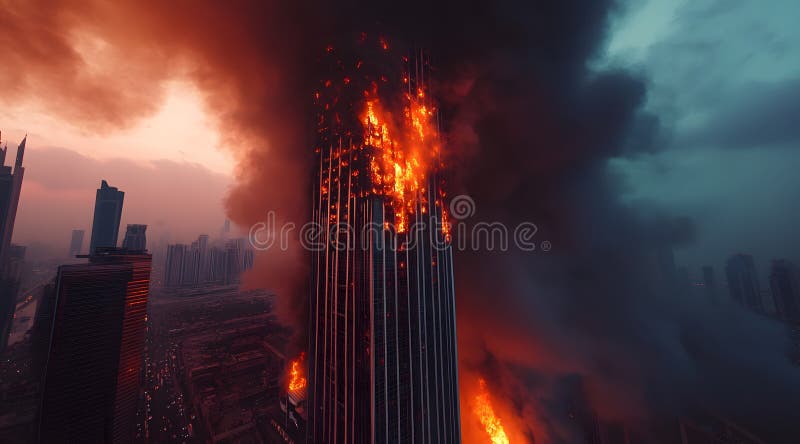 A Fire that Broke Out on the Upper Floors of a Skyscraper Stock ...