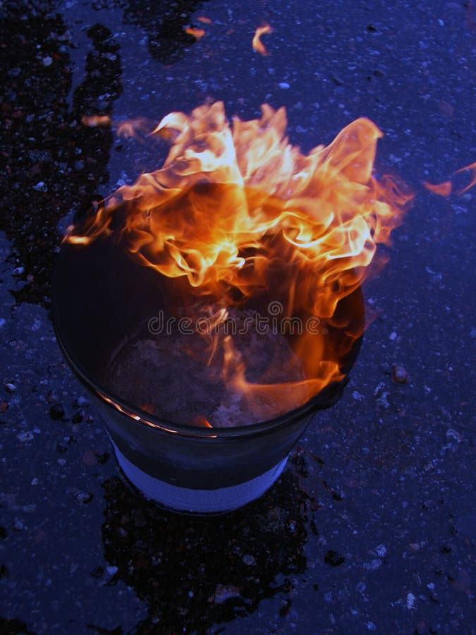 Fire in a bucket! stock image. Image of brinnande, brinner - 7902083