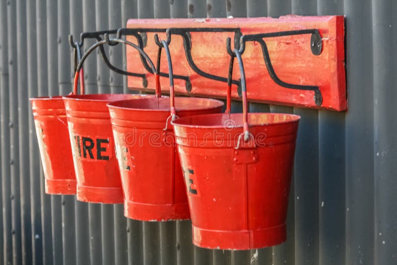 Fire Buckets stock photo. Image of fire, emergency, equipment - 63517226