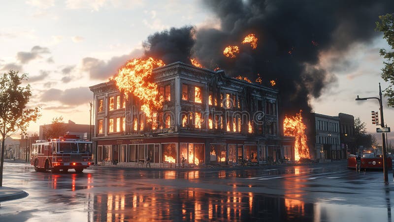 Fire Building Background, Burn, Flame Stock Illustration - Illustration ...