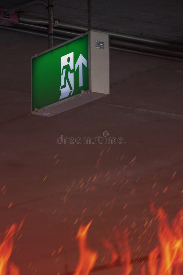 Fire in Building - Emergency Exit Stock Image - Image of exit, interior ...
