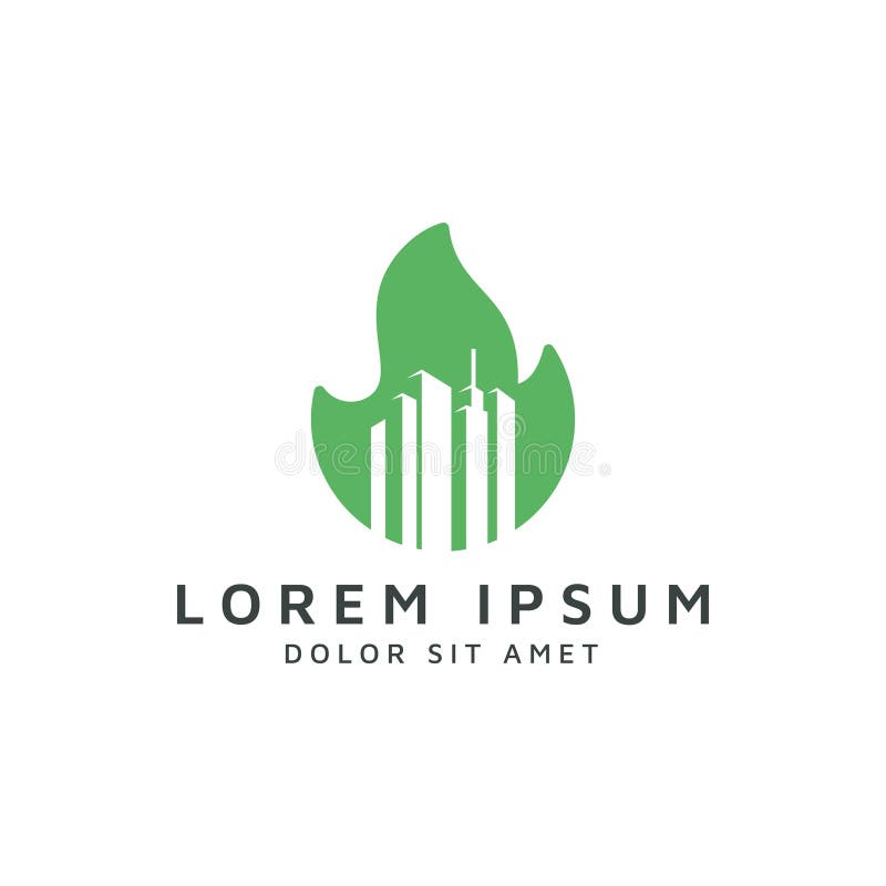 Fire and Building Negative Space Logo Design Stock Vector ...