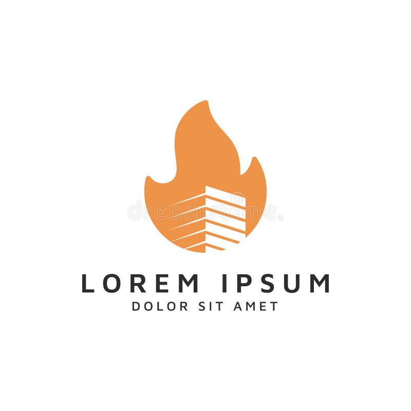Fire and Building Negative Space Logo Design Stock Vector ...