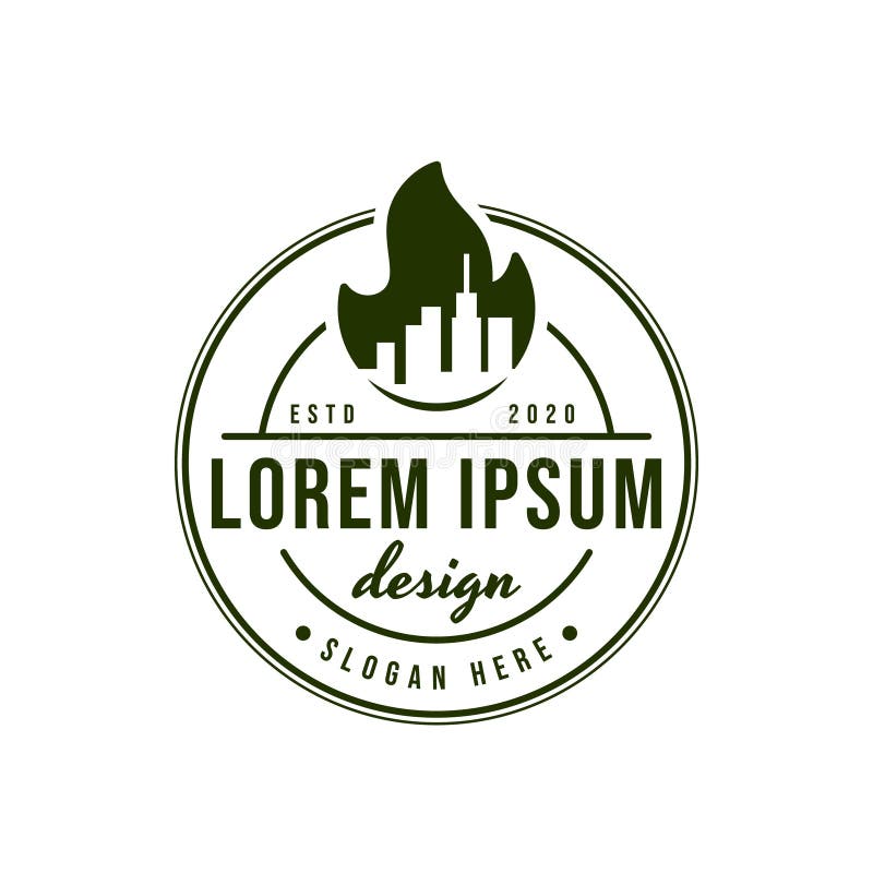 Fire and Building Vintage Logo Design Stock Vector - Illustration of ...