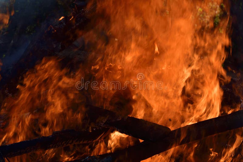 On Fire Burn Wood, Hot and Dangerous. Stock Photo - Image of closeup ...