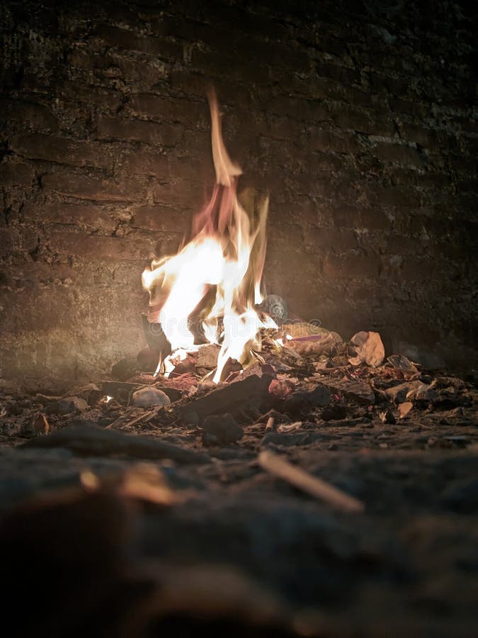 Fire Burning Behind the House in Indonesia Stock Photo - Image of ...