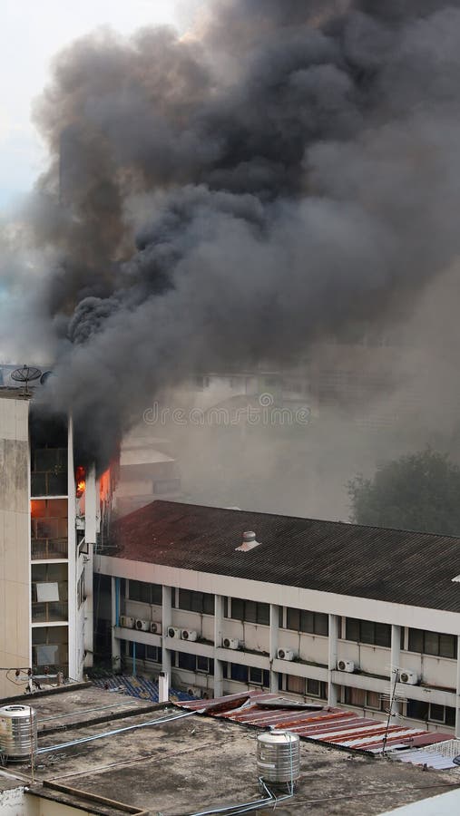 Fire Burning and Black Smoke Editorial Photography - Image of cityscape ...