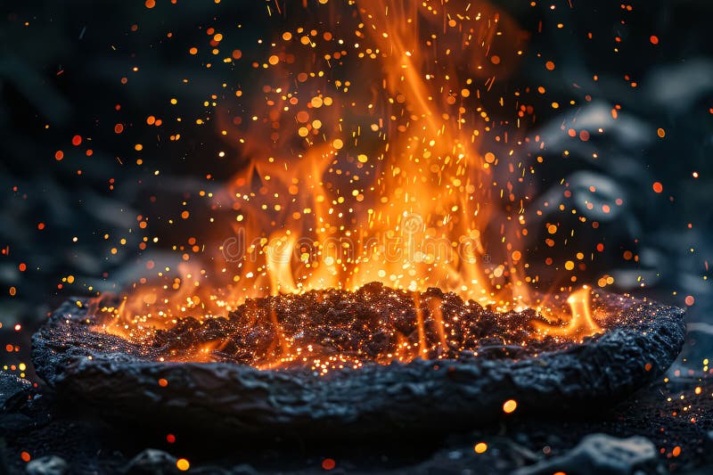 Fire is Burning in a Bowl of Ash Stock Image - Image of burning, smoke ...