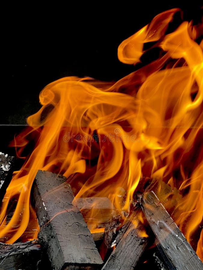 Beautiful Flames of Fire Burning in the Brazier Stock Image - Image of ...