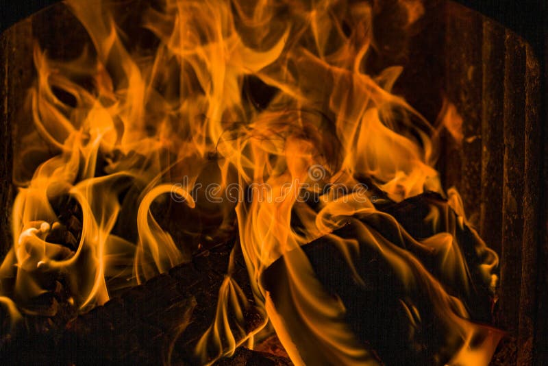 Fire Burning Bright Flame on a Black Background Closeup Stock Image ...