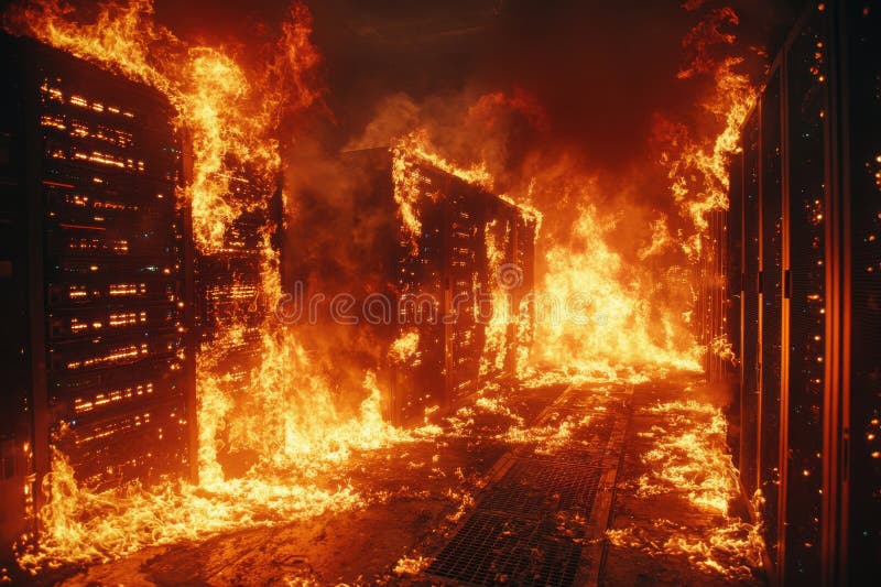 A Fire is Burning through a Building with a Lot of Smoke and Flames ...