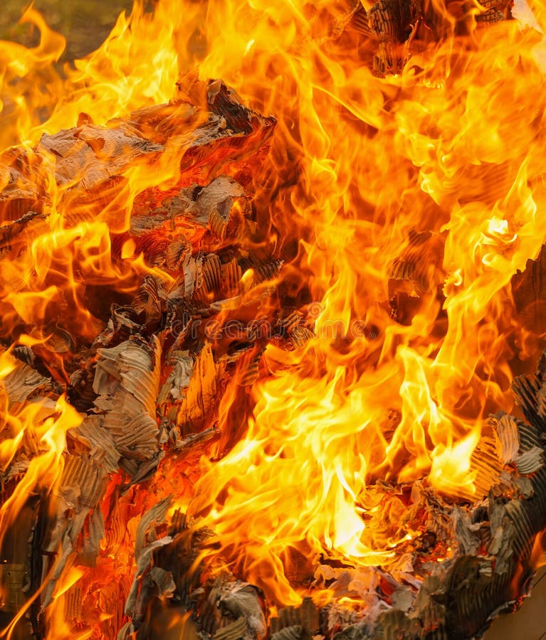 Fire of Burning Carton Paper Stock Image - Image of heat, bonfire ...