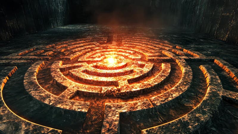 Fire Burning at the Center of Stone Labyrinth Stock Video - Video of ...