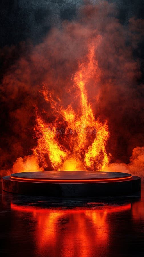 A Fire is Burning in a Circle on a Dark Surface Stock Photo - Image of ...
