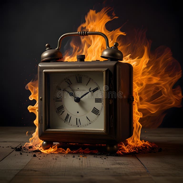 Fire Burning Clock Burn Flames Stock Illustration - Illustration of ...