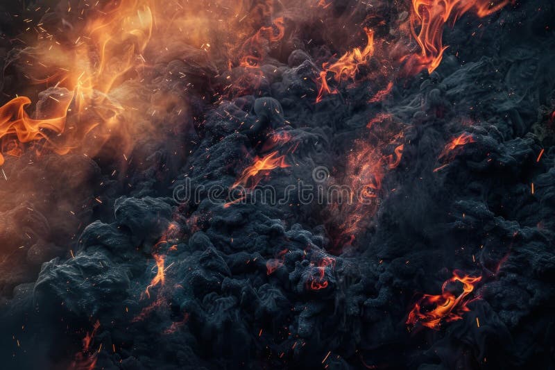 Fire Burning Creating Molten Rock Textured Background Stock ...