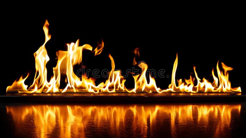 A Fire is Burning in the Dark with a Reflection in the Water Stock ...