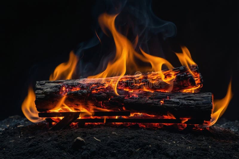 A Fire Burning in the Darkness. it is a Close-up, High-definition Video ...