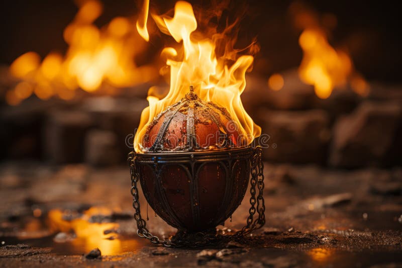 A Fire Burning an Egg in Front of a Fire Stock Illustration ...