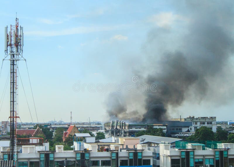 Fire burning the factory stock image. Image of construction - 40715123