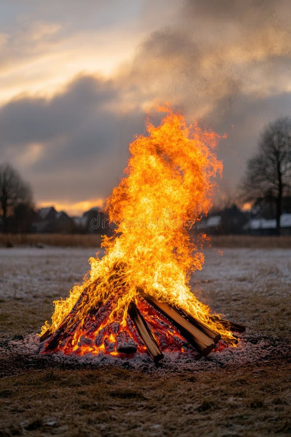 Fire Burning in Field stock image. Image of skyline - 362052715