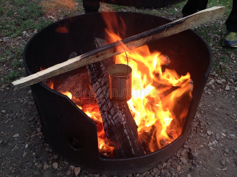A Fire Burning in a Firepit. Stock Image - Image of flame, burning ...