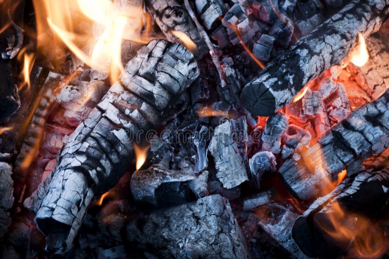 Fire from Burning Firewood with Ashes and Flames Stock Photo - Image of ...