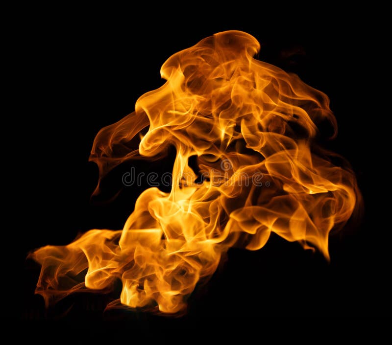 Fire and Burning Flame of Explosive Fireball Isolated on Dark ...