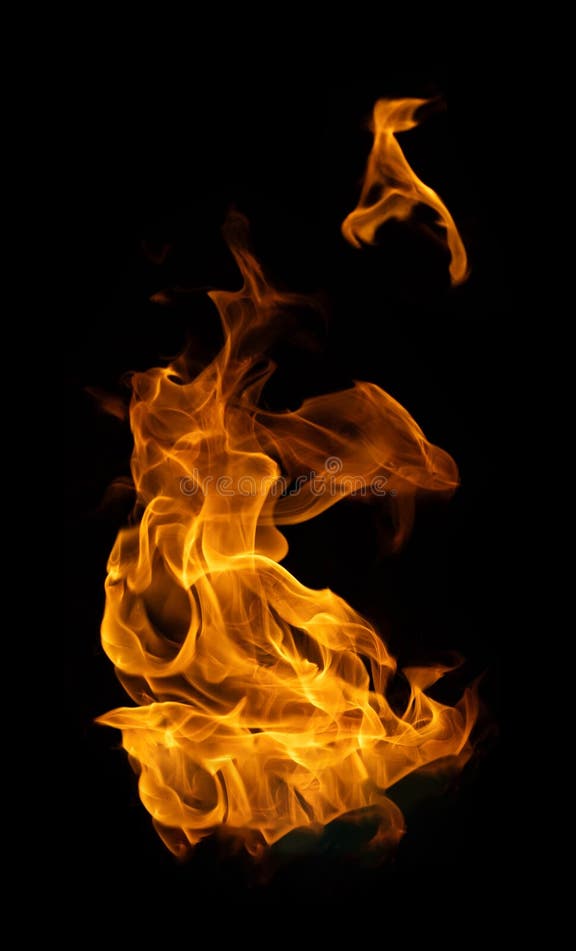 Fire and Burning Flame of Explosive Fireball Isolated on Dark ...