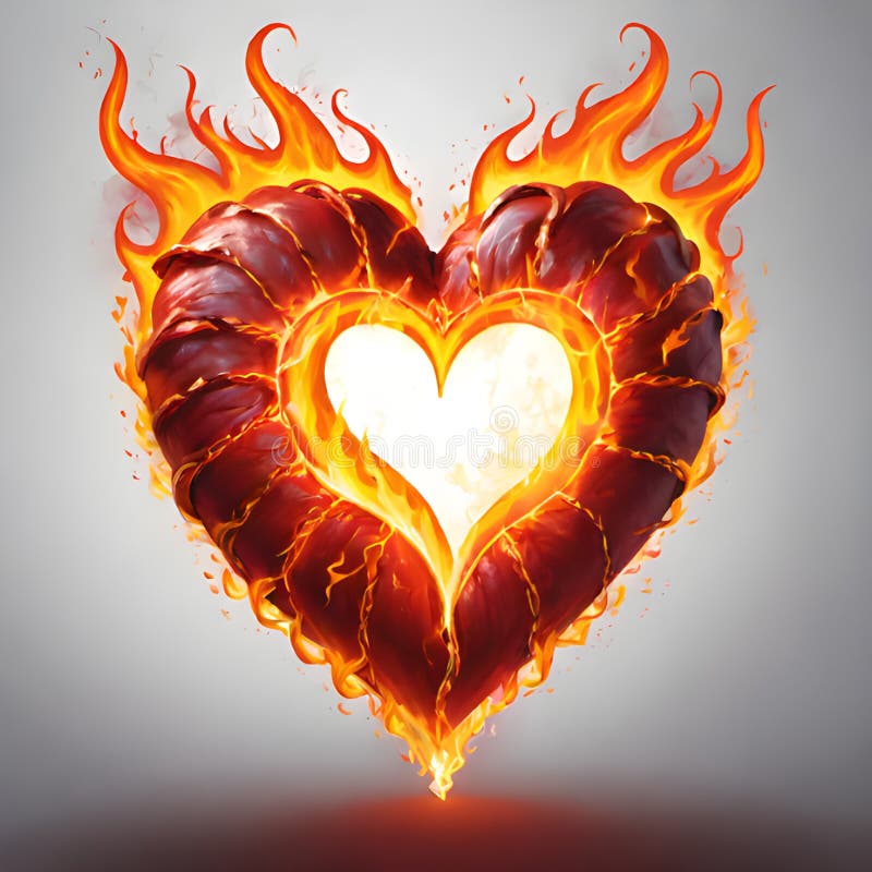 Fire Burning Flame with Heart Shape Stock Illustration - Illustration ...