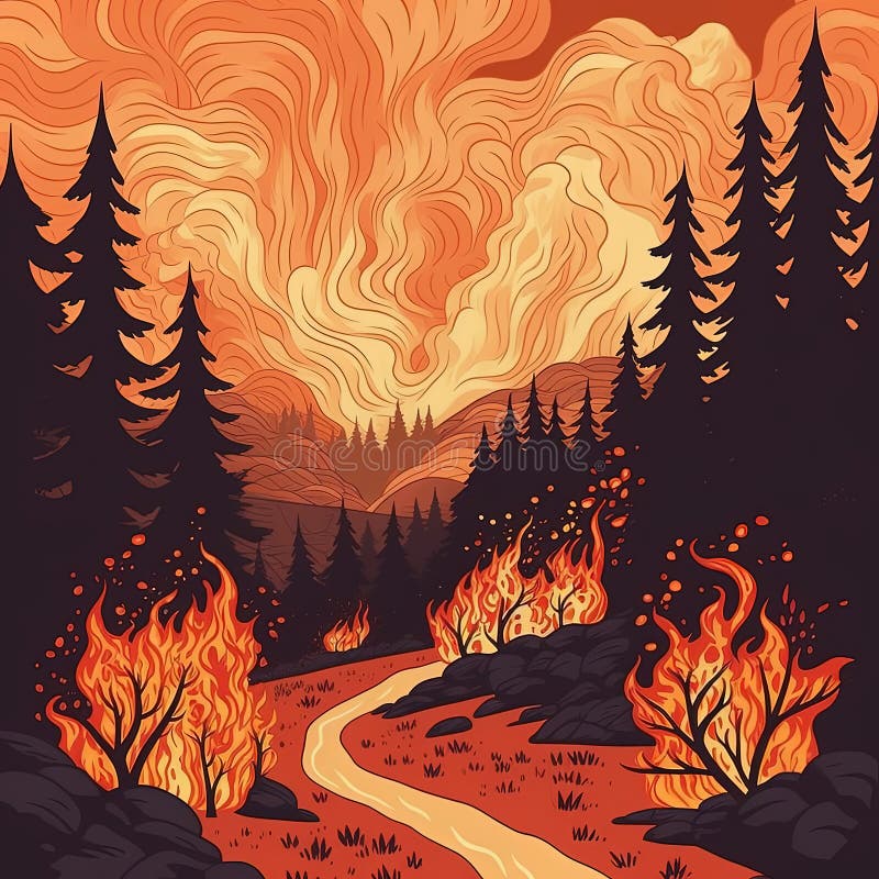 Fire Burning in a Forest. Wildfire Concept Stock Image - Image of ...