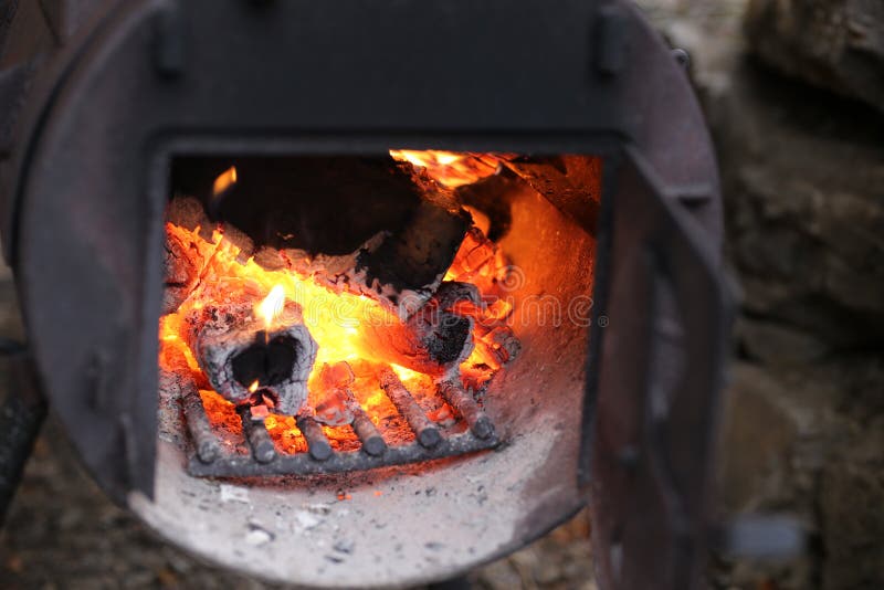 The Fire is Burning in the Furnace Stock Image - Image of fire ...