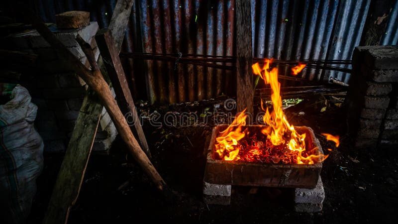 Fire Burning in the Furnace Stock Image - Image of grate, flaming ...