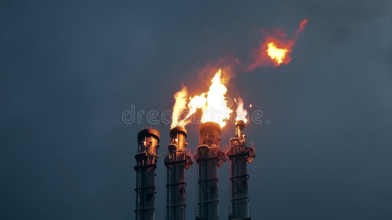 Fire of Burning Gas is Getting Released by Flare Stacks Stock Video ...