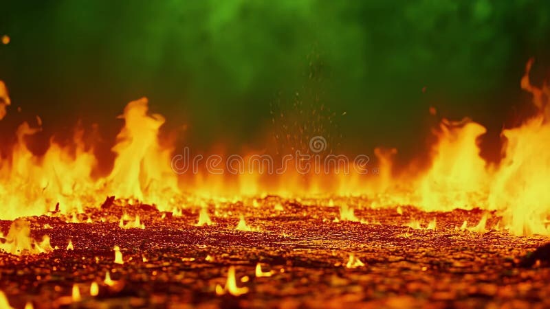 Fire Burning with Green Screen Background for Compositing Stock Video ...