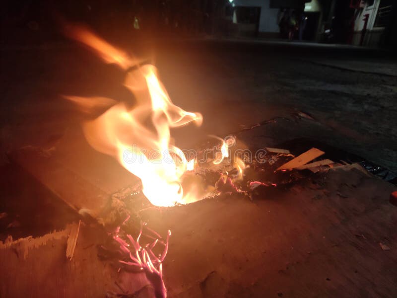 Fire Burning Ground Cold Red Stock Image - Image of cold, burning ...