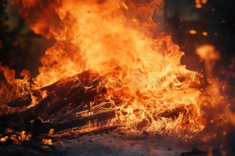 A Fire Burning on the Ground, Suitable for Environmental and Natural ...