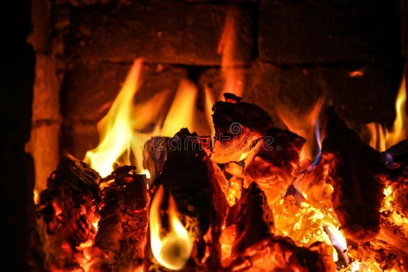 Fire Burning Inside a Brick Stove Stock Image - Image of heating ...