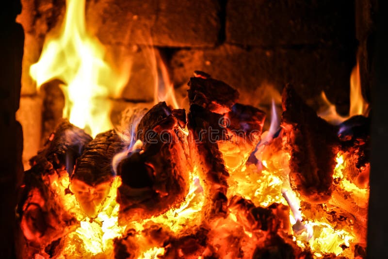 Fire Burning Inside a Brick Stove Stock Photo - Image of color ...