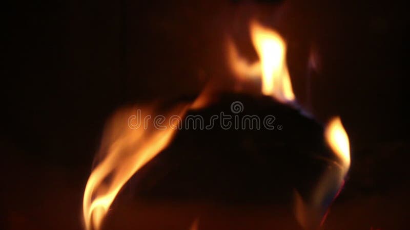 Fire Burning Inside Fireplace in a Cozy Log Cabin, Dramatic, 2020 ...