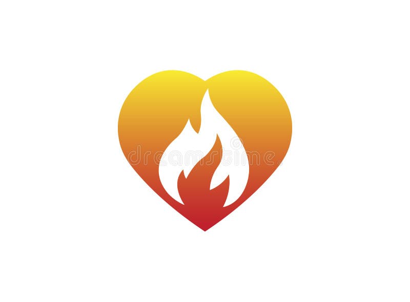 Fire Burning Wood Campfire Inside a Heart for Logo Design Stock Vector ...