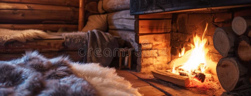 Fire Burning Inside Log Cabin Stock Image - Image of shelter, smoke ...